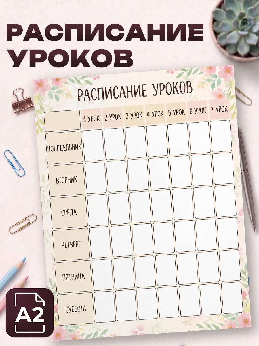 Расписание уроков для девочек цветы