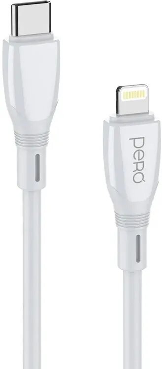 Кабель PERO DC-11, Lightning (m) - USB Type-C (m), 3м, 3A, белый