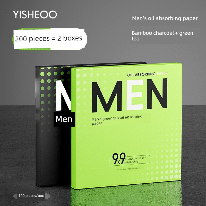 Комбинированная бумажная салфетка для лица - 2 коробки угольного угля + 2 зеленого чая, 400 больших листов для жирной
