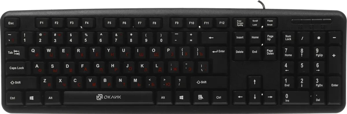 Клавиатура Oklick 90M, проводная, USB, мембранная, черный