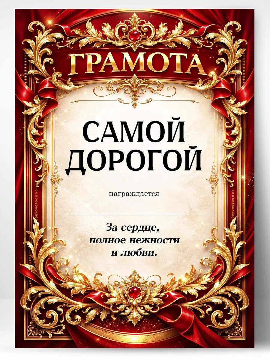 Грамота диплом в подарок - Самой дорогой
