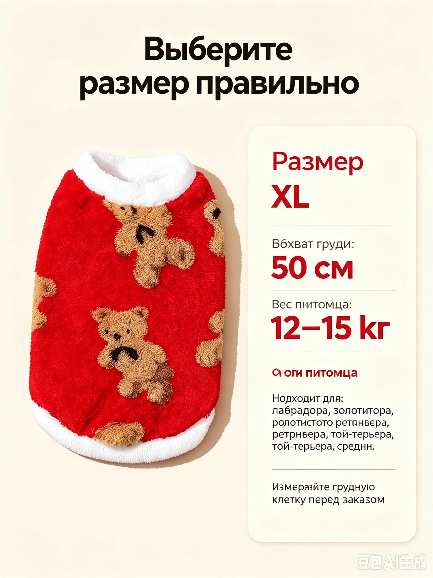 Свитер для собаки теплый флисовый красный на новый год, одежда для собак мелких и средних пород xl обхват груди 50 см