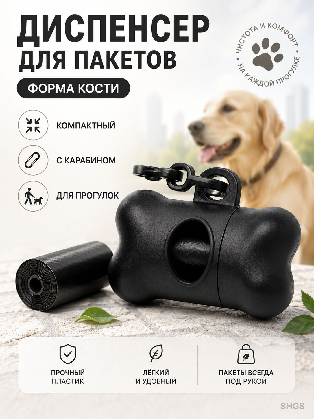 1 шт, диспенсер для мешков в форме кости, одноразовый держатель для мешков для домашних животных и собак