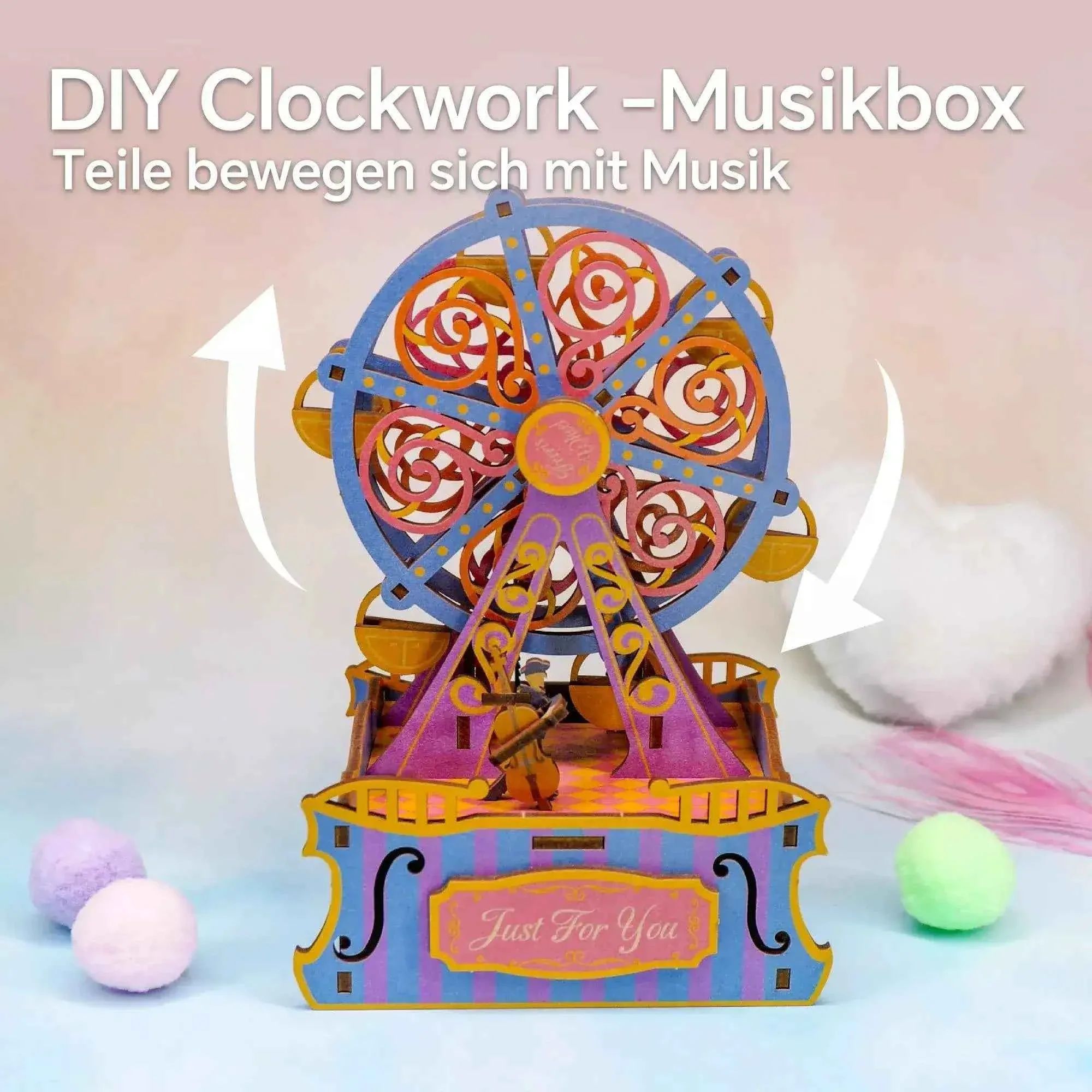 TONECHEER 3D-конструктор Музыкальная головоломка набор для самостоятельной сборки вращающейся музыкальной шкатулки (Колесо обозрения), деревянный
