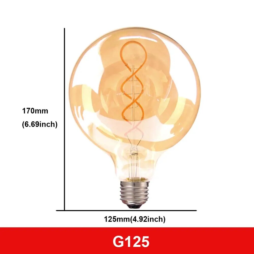 Светодиодная лампа G125 4W, спираль, E27