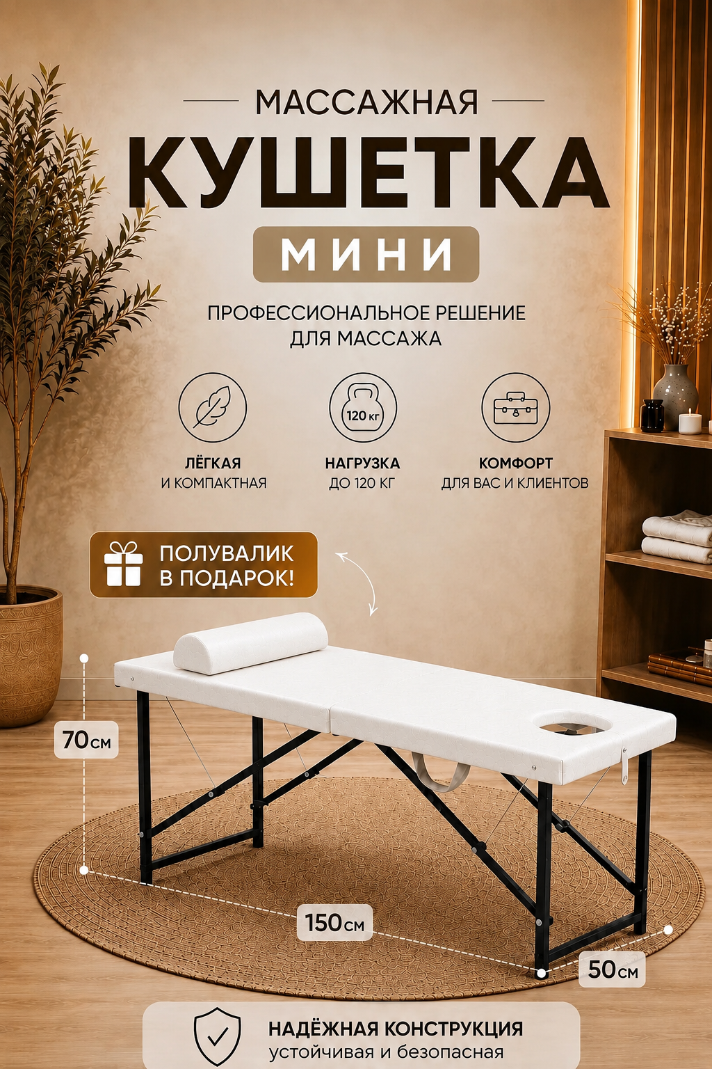 Кушетка-мини с вырезом, 150х50х70
