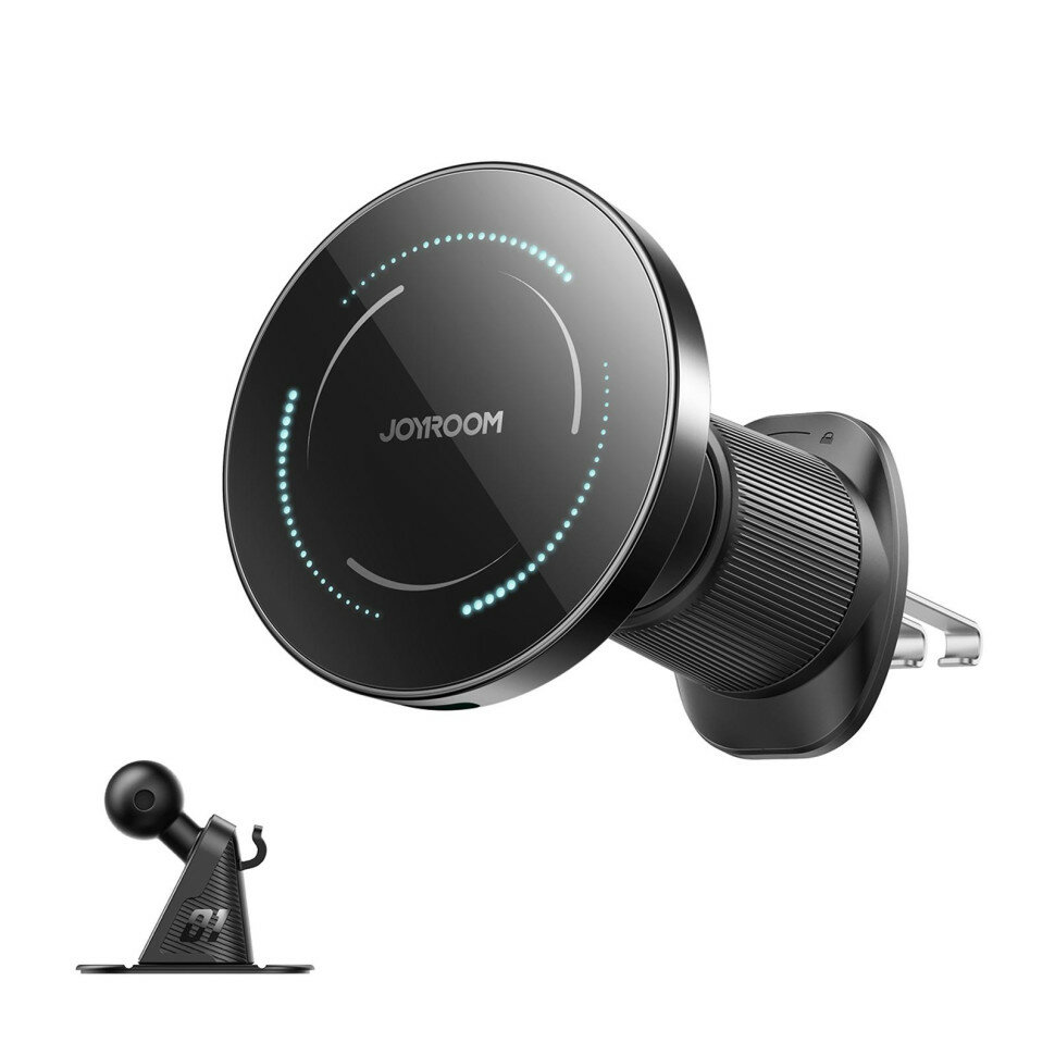 Магнитный автодержатель JOYROOM JR-ZS502 с беспроводной зарядкой 15W, на панель или воздуховод (Black)