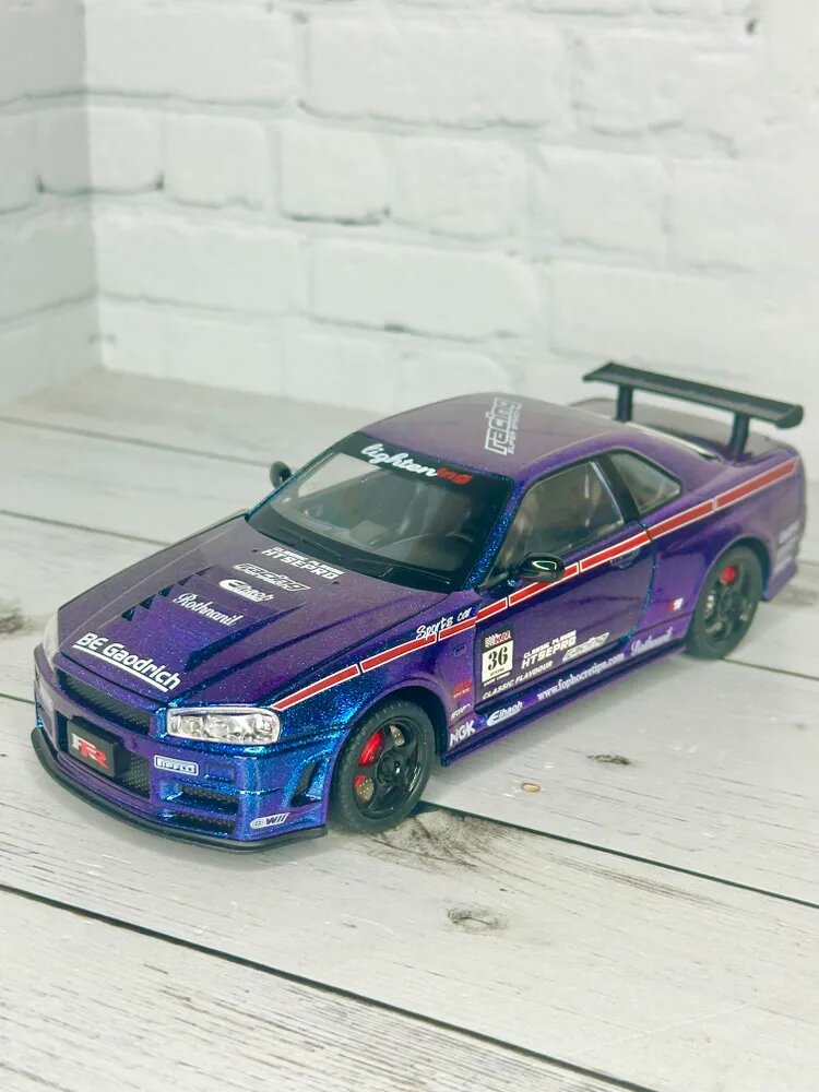 Коллекционная машинка металлическая Nissan Skyline GTR R34