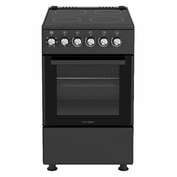 Электрическая плита Norden FF5055XXVD, 50 см, 4 конфорки, 52 л, стеклокерамика/ металл, конвекция, черный матовый