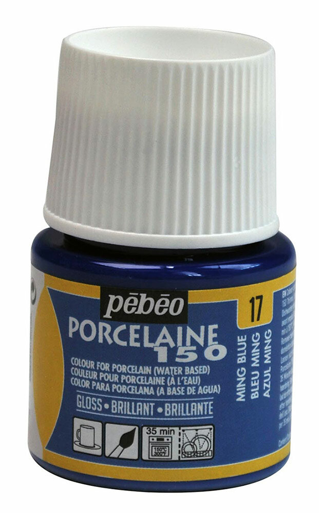 Краска по фарфору и керамике Pebeo под обжиг, глянцевая, Porcelaine 150, 45 мл, синий