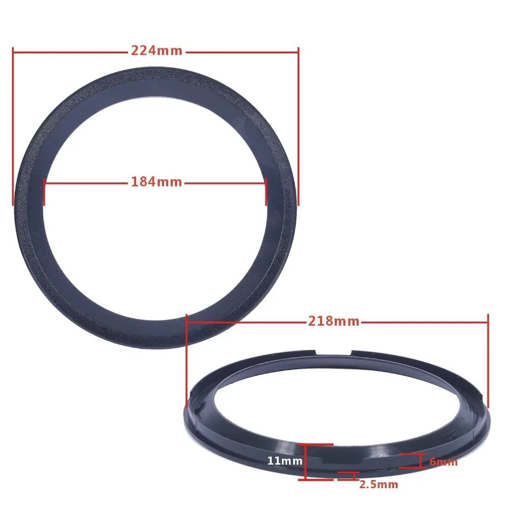 Декоративные кольца для динамиков 3/4/5/6.5/8 дюймов Черный, 8 inch Black