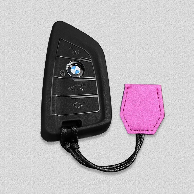 Чехол для ключа BMW с матовыми черными кнопками и розовой лентой для моделей BMW, одиночный экземпляр