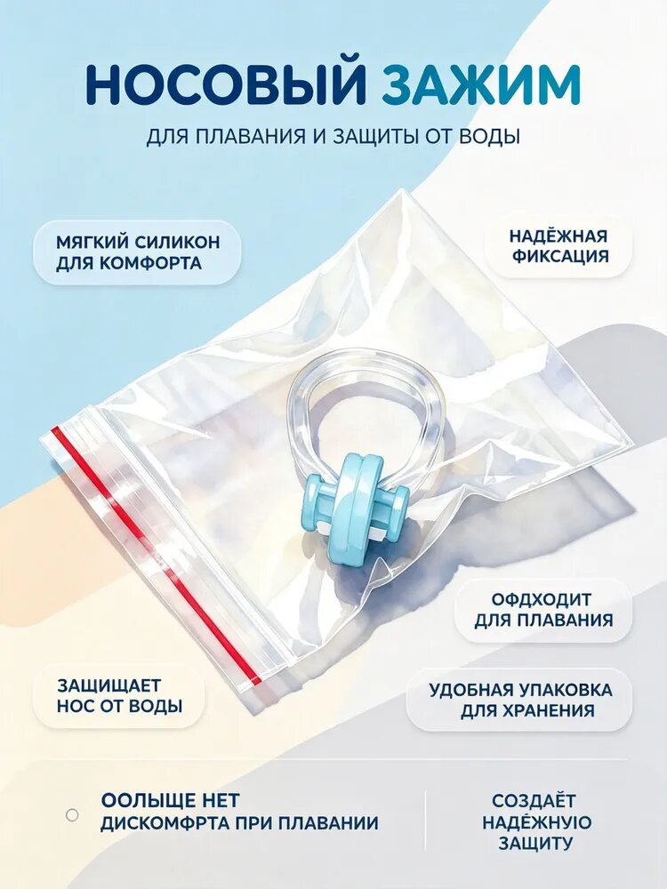 Беруши силиконовые в упаковке с клипсой для носа синие