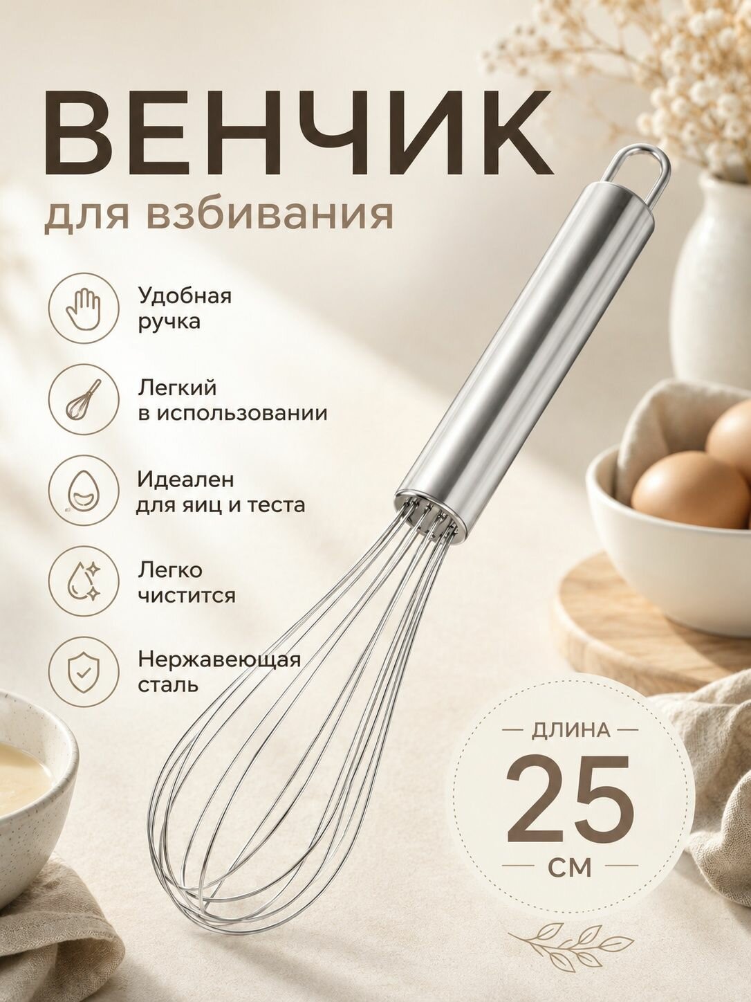 Венчик металлический для взбивания яиц и теста