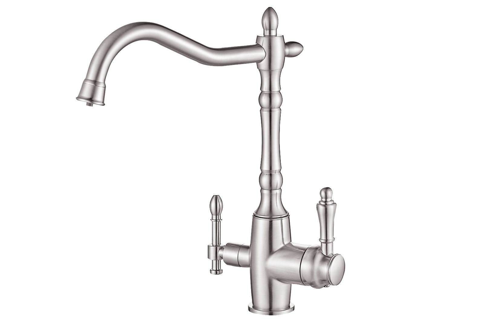 Смеситель ZorG Steel Hammer SH 812 SATIN для кухонной мойки, сатин никель матовый, под фильтр 2в1, ретро