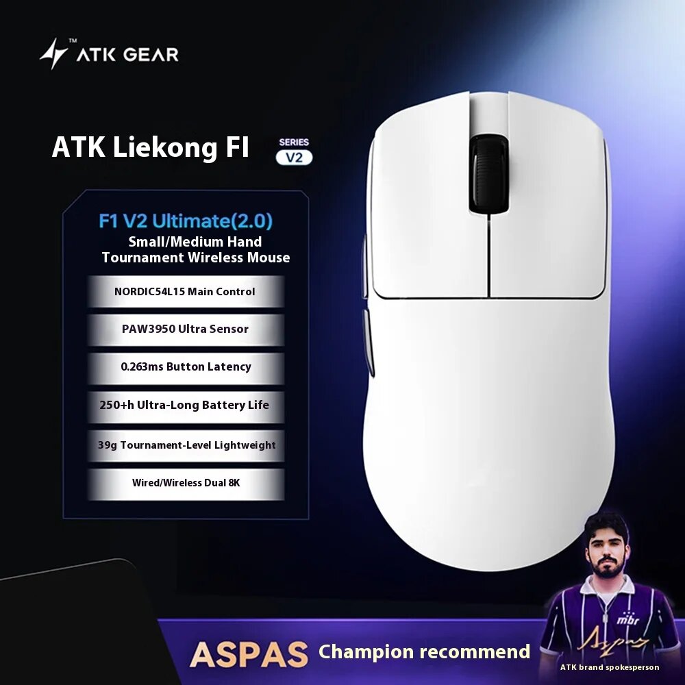 ATK LIKONG F1 V2 Ultimate Белая беспроводная мышь