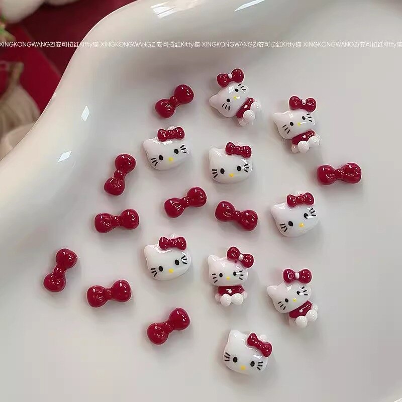 Случайный набор аксессуаров для ногтей с КТ-кошкой - 3D мультяшные акриловые детали для дизайна ногтей