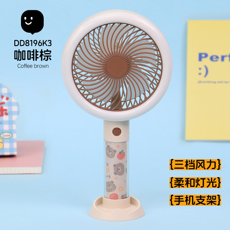 USB-зарядное ручное вентилятор с подставкой для телефона, портативное использование на улице и на столе, дизайн