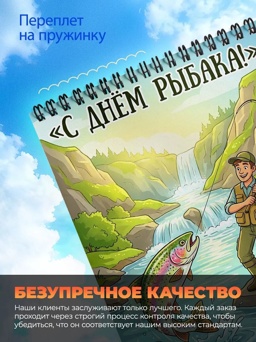 Блокнот А6 - День рыбака - Рыбалка — фото 1