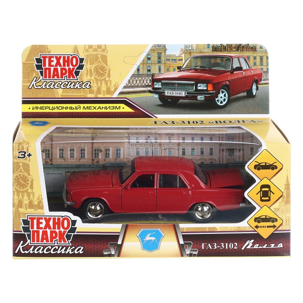 Машина металлическая газ-3102 Волга 12 см, красный, Технопарк GAZ3102-12-RD