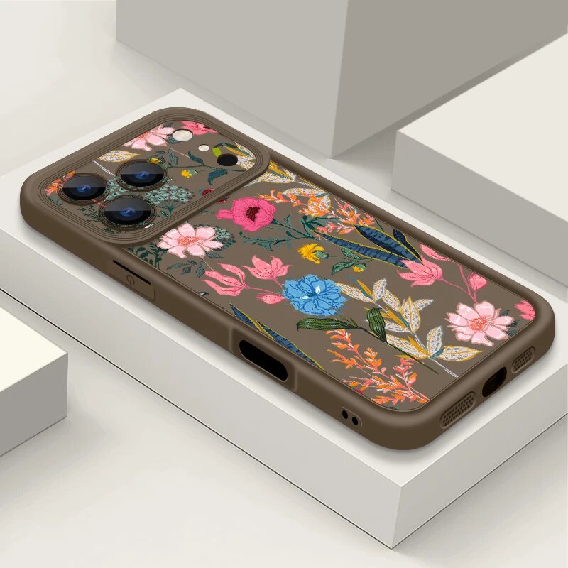 Мягкий Силиконовый Чехол Из ТПУ С Цветочным Узором Для iPhone iPhone17 Pro Max, B403 Coffee