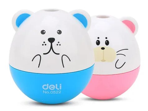 Точилка для карандашей Deli "Неваляшка", ассорти. 427528