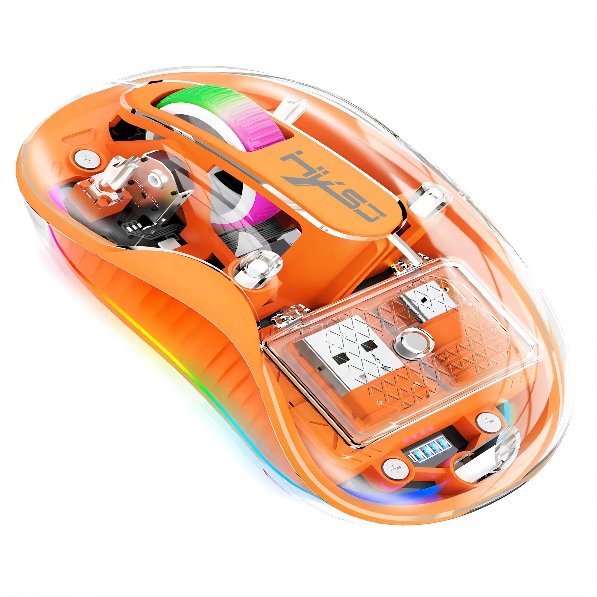 Беспроводная мышь HXSJ M333 2.4ГГц прозрачная Оранжевый, M333-Orange
