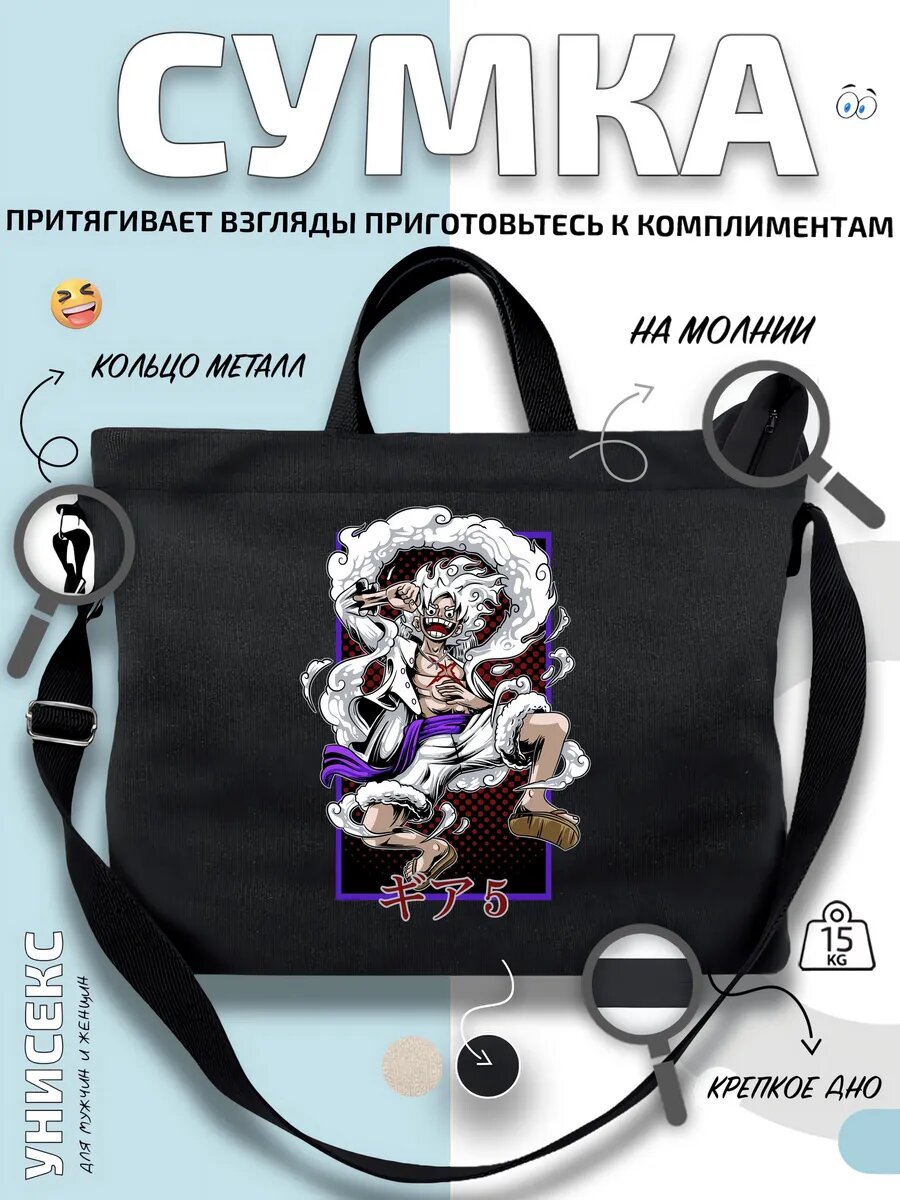 Сумка шоппер  Луффи One Piece облачный бой с