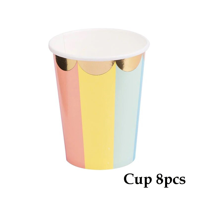 Радужная одноразовая посуда для вечеринки Cup 8pcs