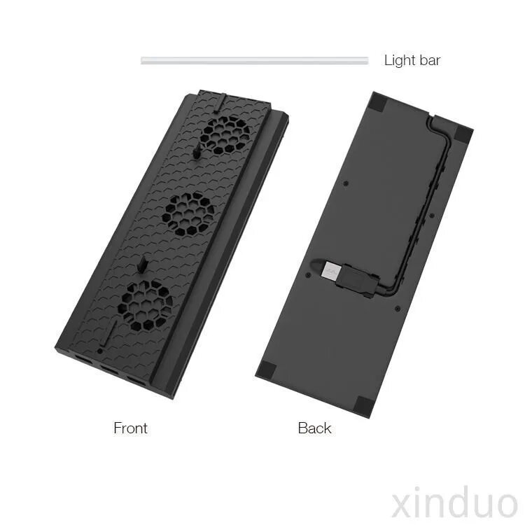 Вертикальная охлаждающая подставка для Xbox One X с 3 USB-портами и подсветкой , Совместимо только с консолью Xbox One X , Чёрный