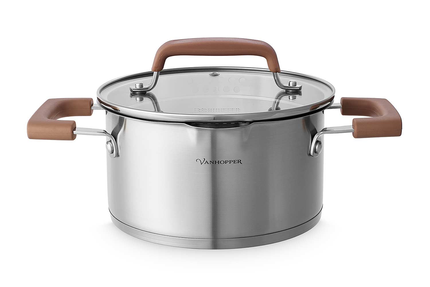 Кастрюля с крышкой VANHOPPER Elegant DC-SS-001-18C, 2,4 л, нержавеющая сталь