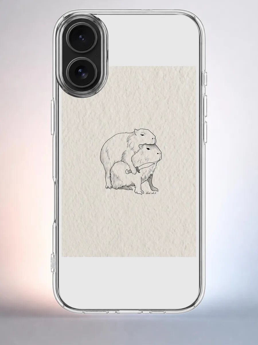 Чехол iPhone 16 капибары обнимашки силиконовый