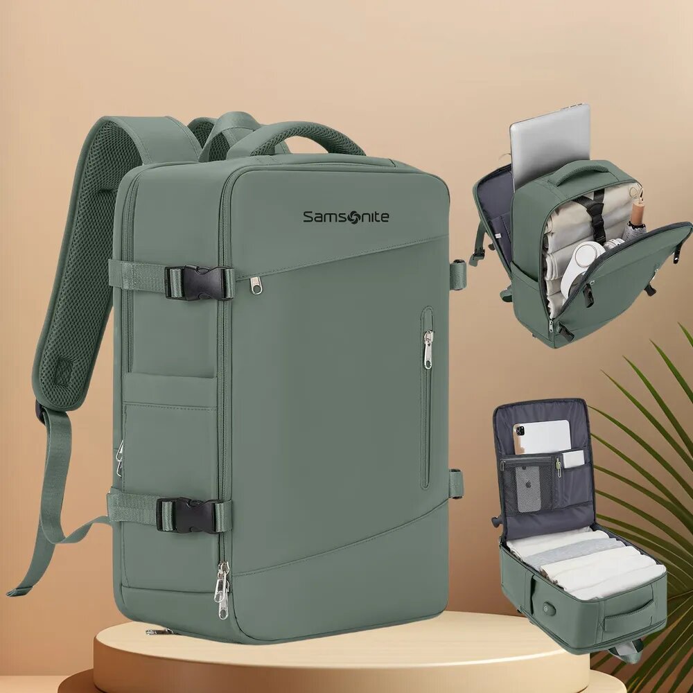 Рюкзак Samsonite мужской, дорожный, для ноутбука, Оксфорд, черный 9299 — фото 1