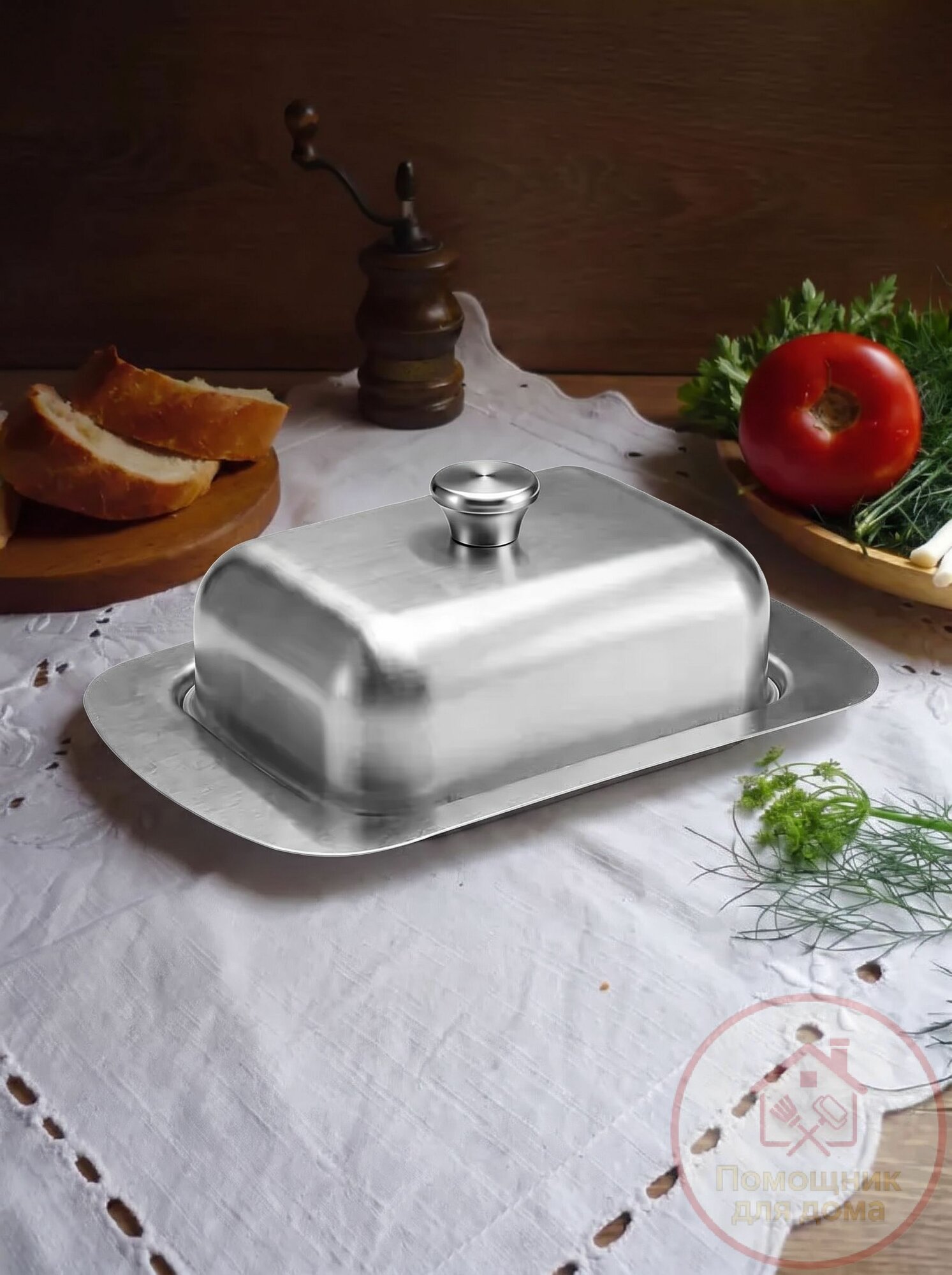 Металлическая масленка с крышкой, прочная небьющаяся масленка для хранения сливочного масла, кухонная посуда — фото 1