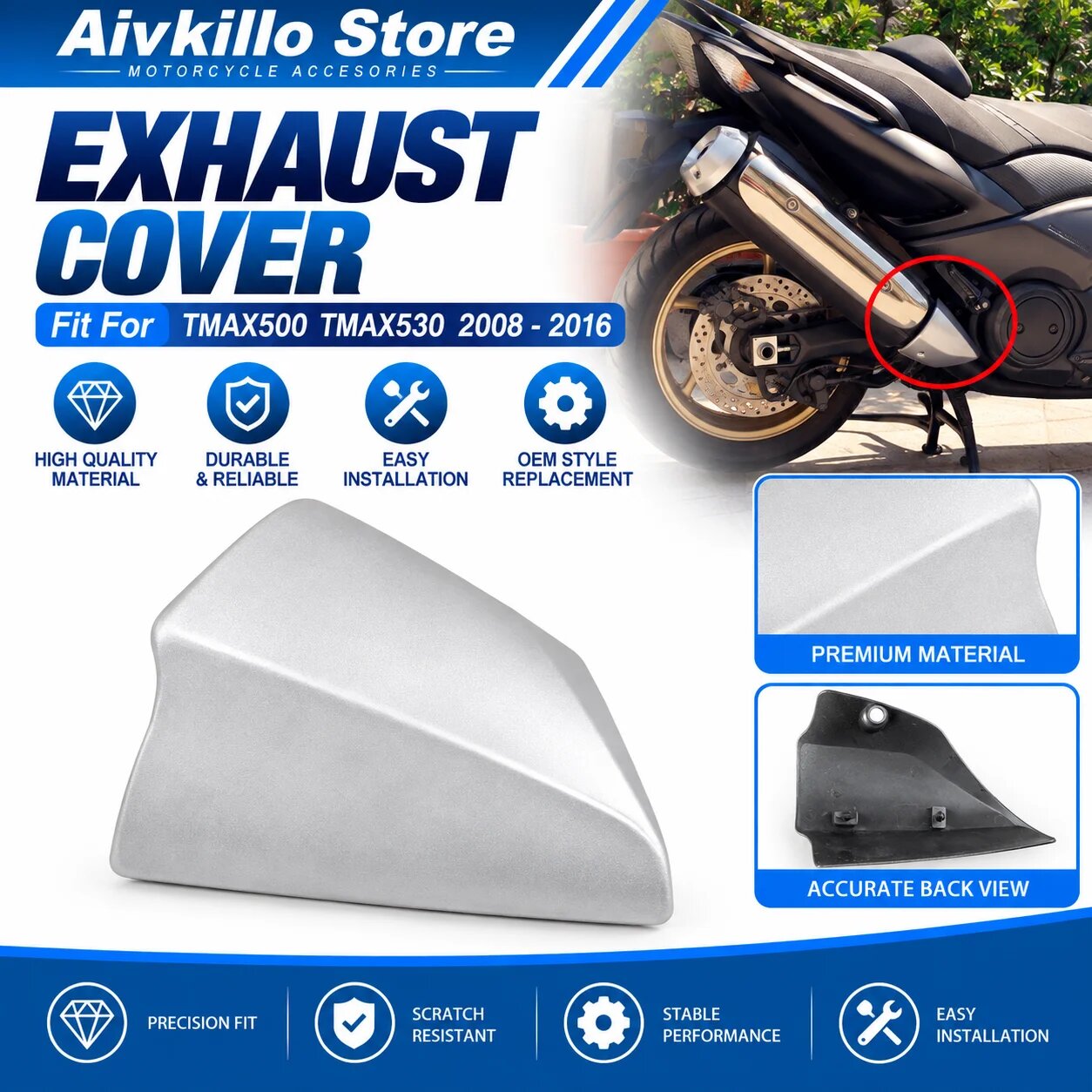 Подходит для YAMAHA TMAX 500 TMAX 530 500 530, крышка выхлопной трубы мотоцикла, передняя крышка глушителя 2008 2009 2010 2011 2012 2013 2014 2015