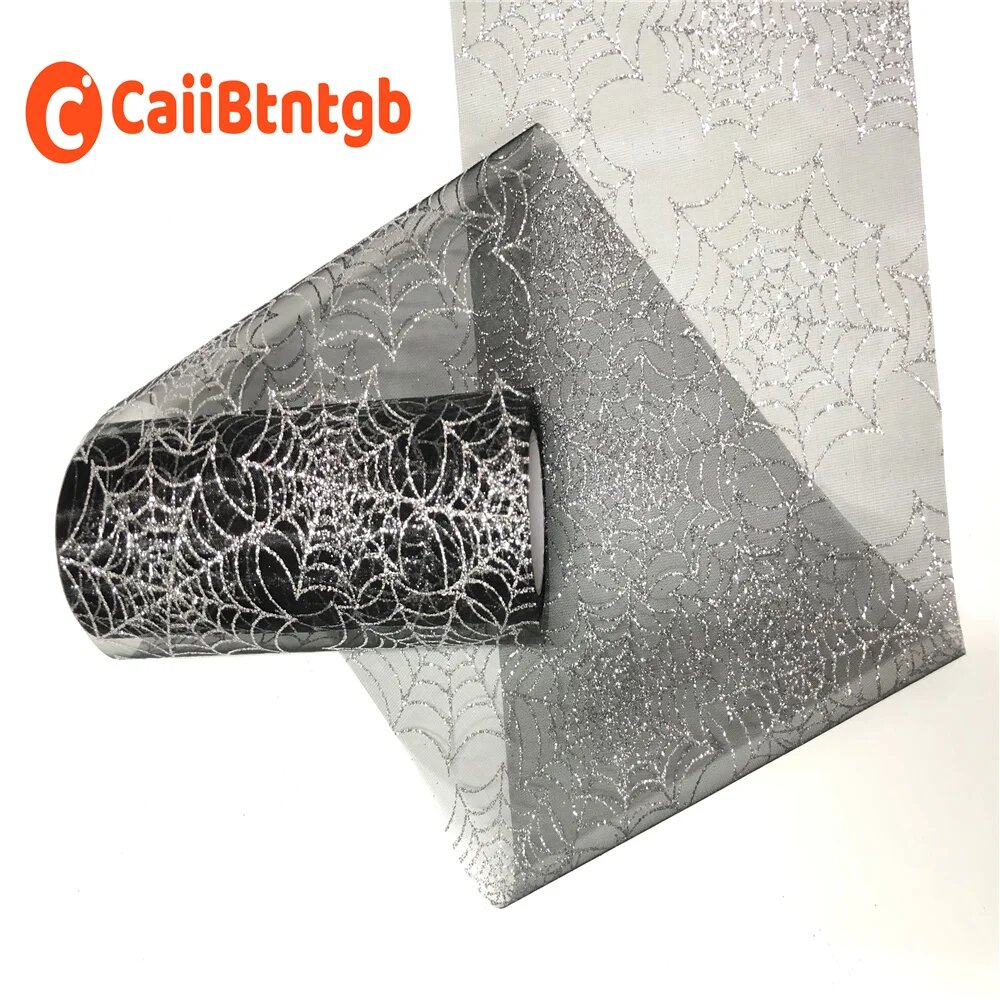 Блестящий тюль для Хэллоуина CaiiBtntgb 15 см * 10 ярдов Black Silver