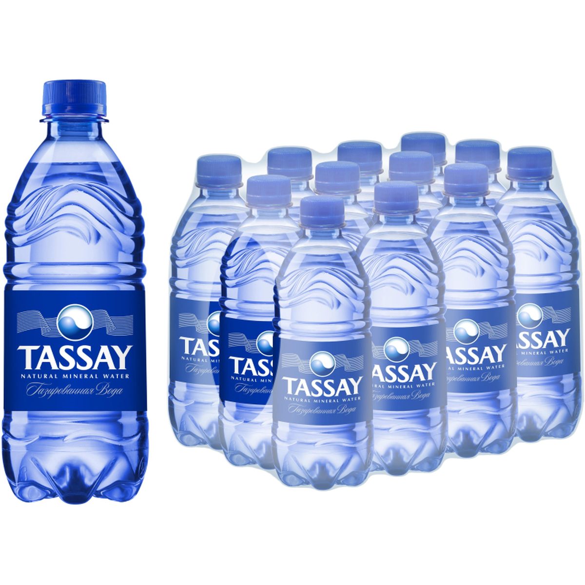 Вода минеральная TASSAY газированная ПЭТ 0,5л (1966435), 12шт.