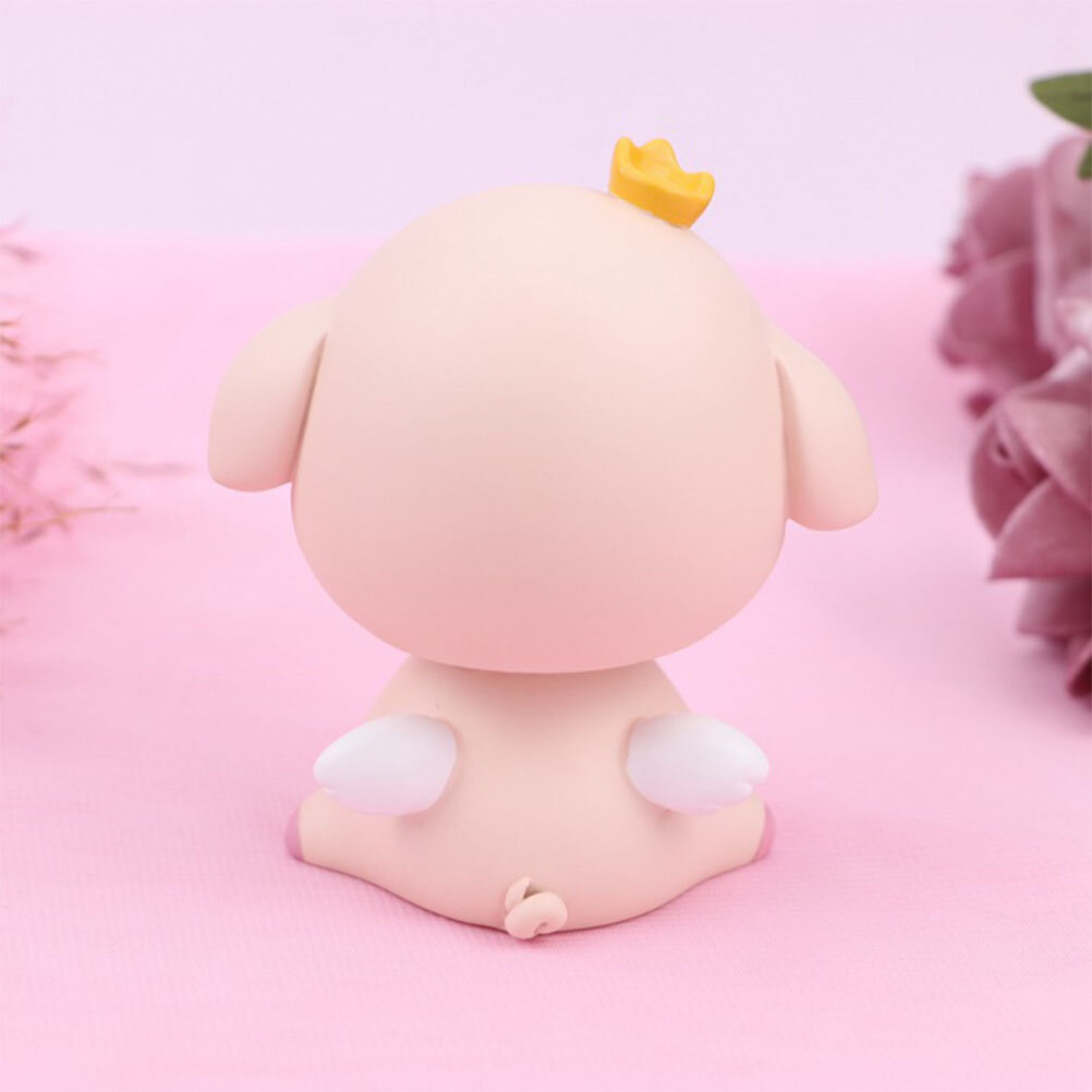 Свинья Декоративная Игрушка С Подвижной Головой Из Резины Для Украшения Авто И Дома 7X8X5.4Cm
