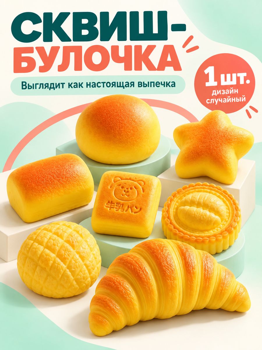 Сквиш антистресс булочка батер, butter жмякалка для детей и взрослых
