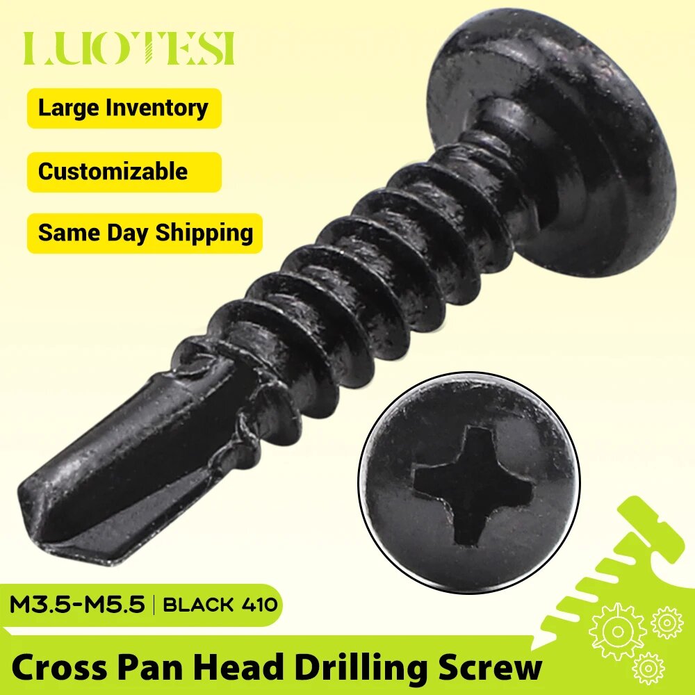 LUOTESI Саморезы черные нержавеющие M3.5-M5.5 Phillips M5.5 20pcs, 25mm