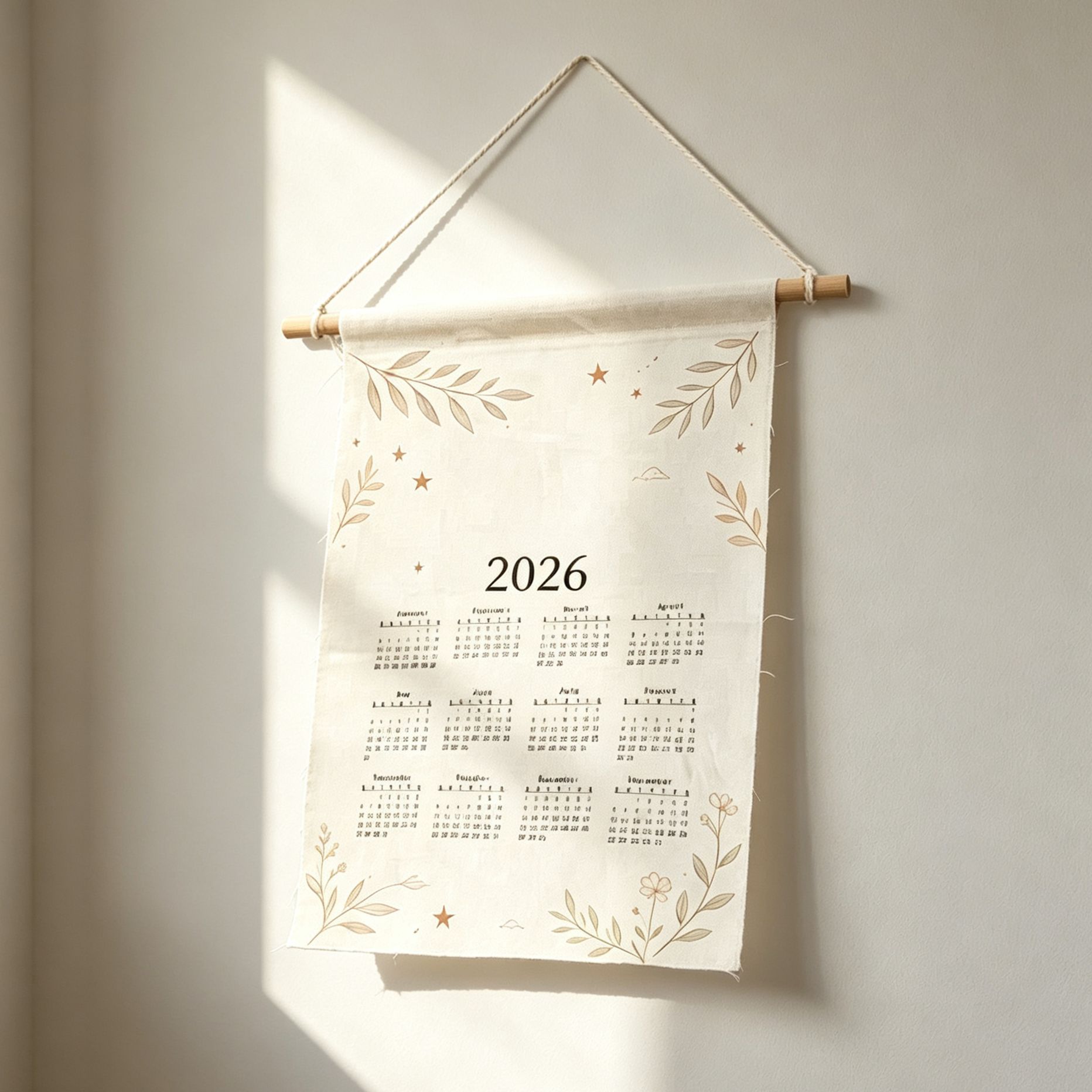 Настенный календарь-гобелен 2026, декор для дома, 30х45 см, однотонный без рисунка, без аксессуаров