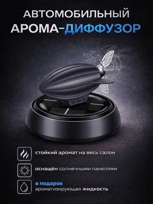 Ароматизатор автомобильный, Фиалка, 10 мл, Пластик, серый, 1 шт