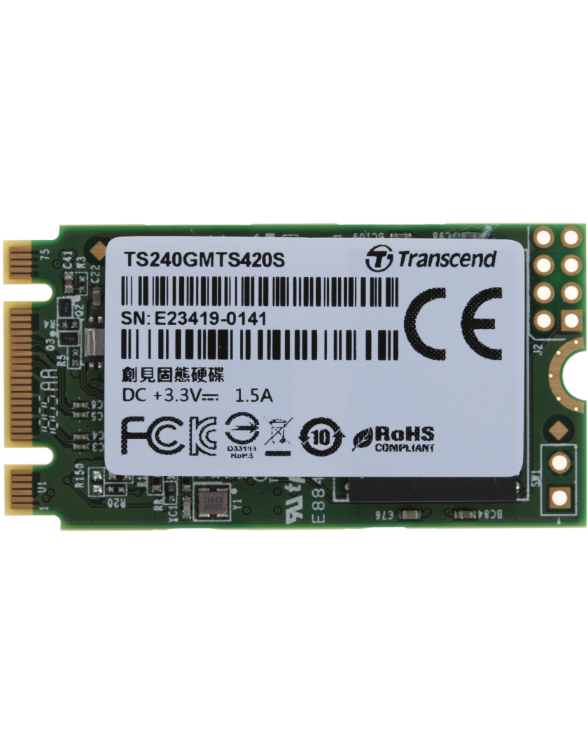 Накопитель SSD Transcend TS240GMTS420S М.2 2242, 240ГБ, 3 бит TLC, 3D NAND, TLC, SATA III
