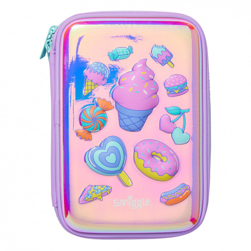 Пенал Smiggle с голографическим эффектом, большой, нежно-розовый