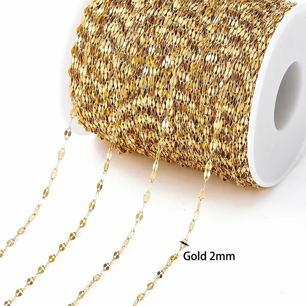 Цепочка золотистая 2 мм, 3 метра, Gold 02