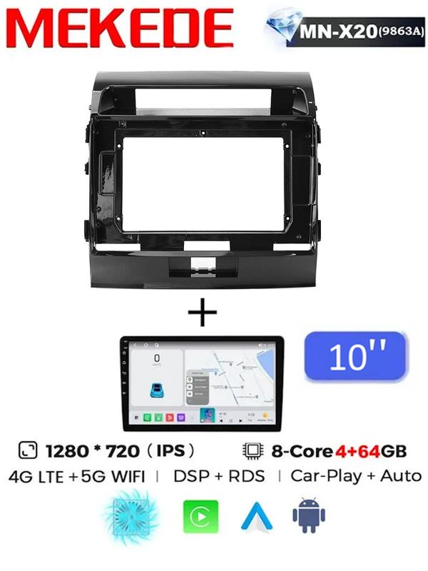Магнитола Mekede MN X20 Pro 4+64G 10.2 дюймов Toyota Land Cruiser 11 200 2007-2015 F1