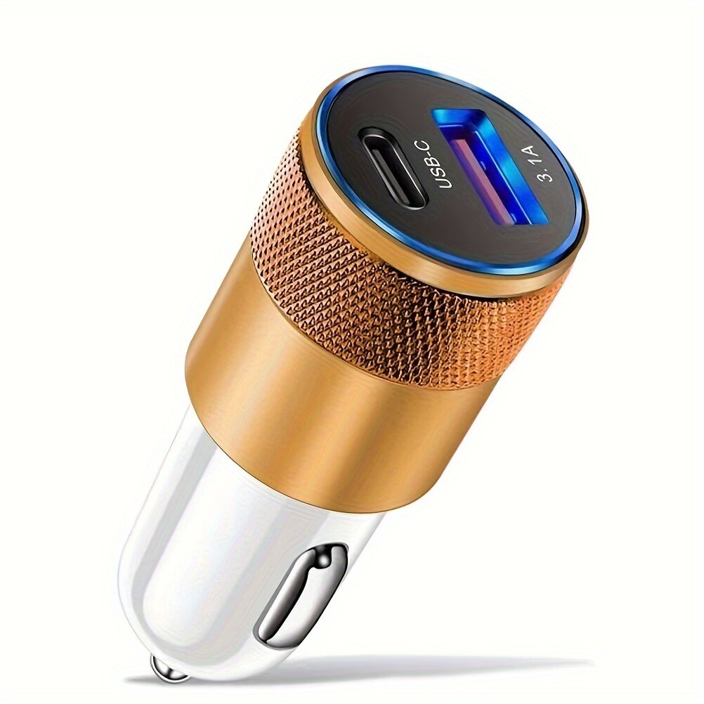 Автомобильное зарядное устройство USB Type-C 3.1A с быстрой зарядкой, золотой