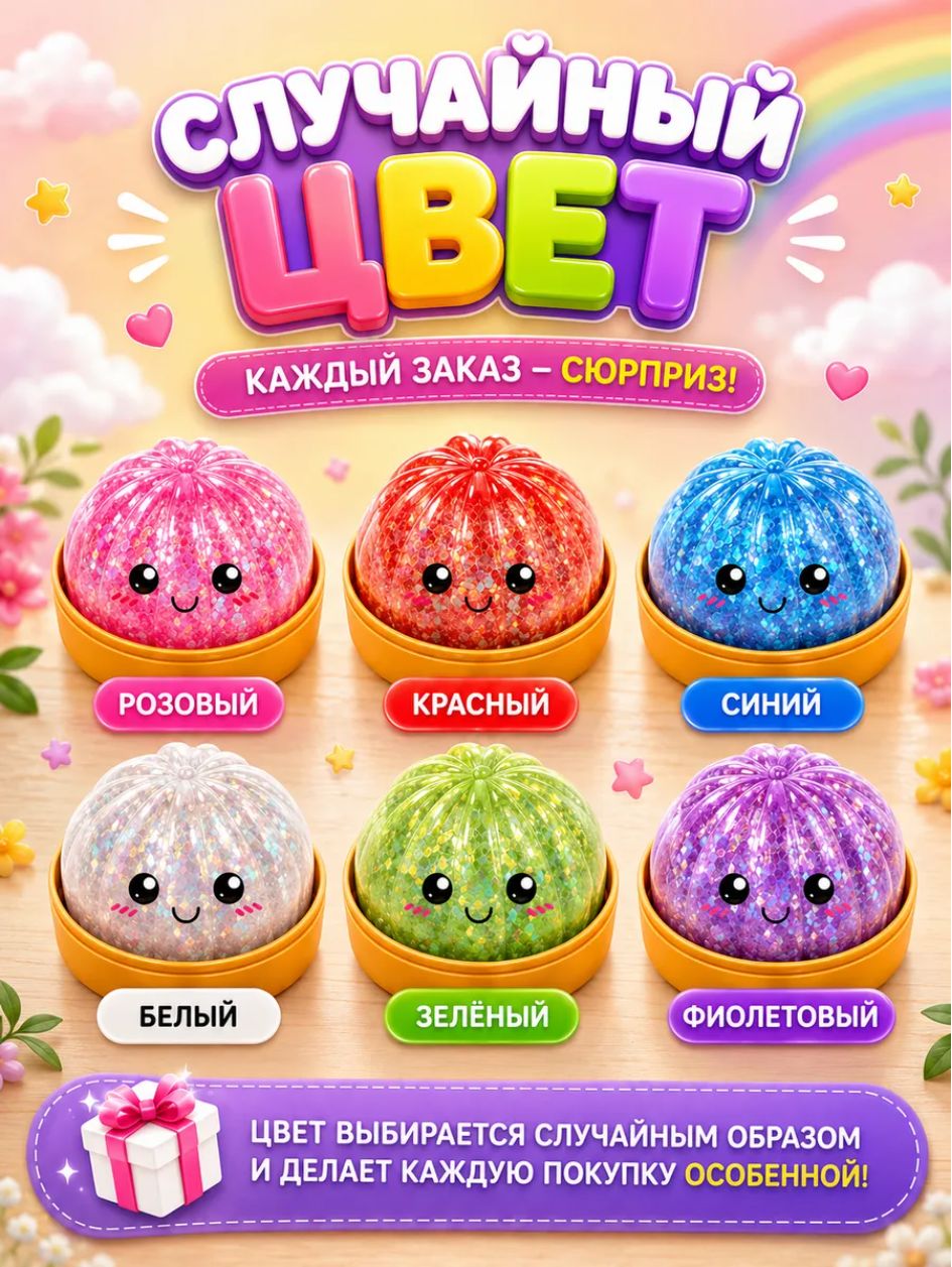 Сквиш пельмень с орбизами, антистресс 5 см