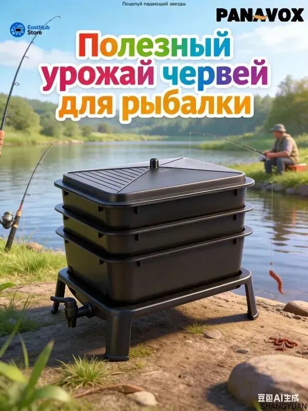 Вермикомпостер для червей с вентиляцией 42л