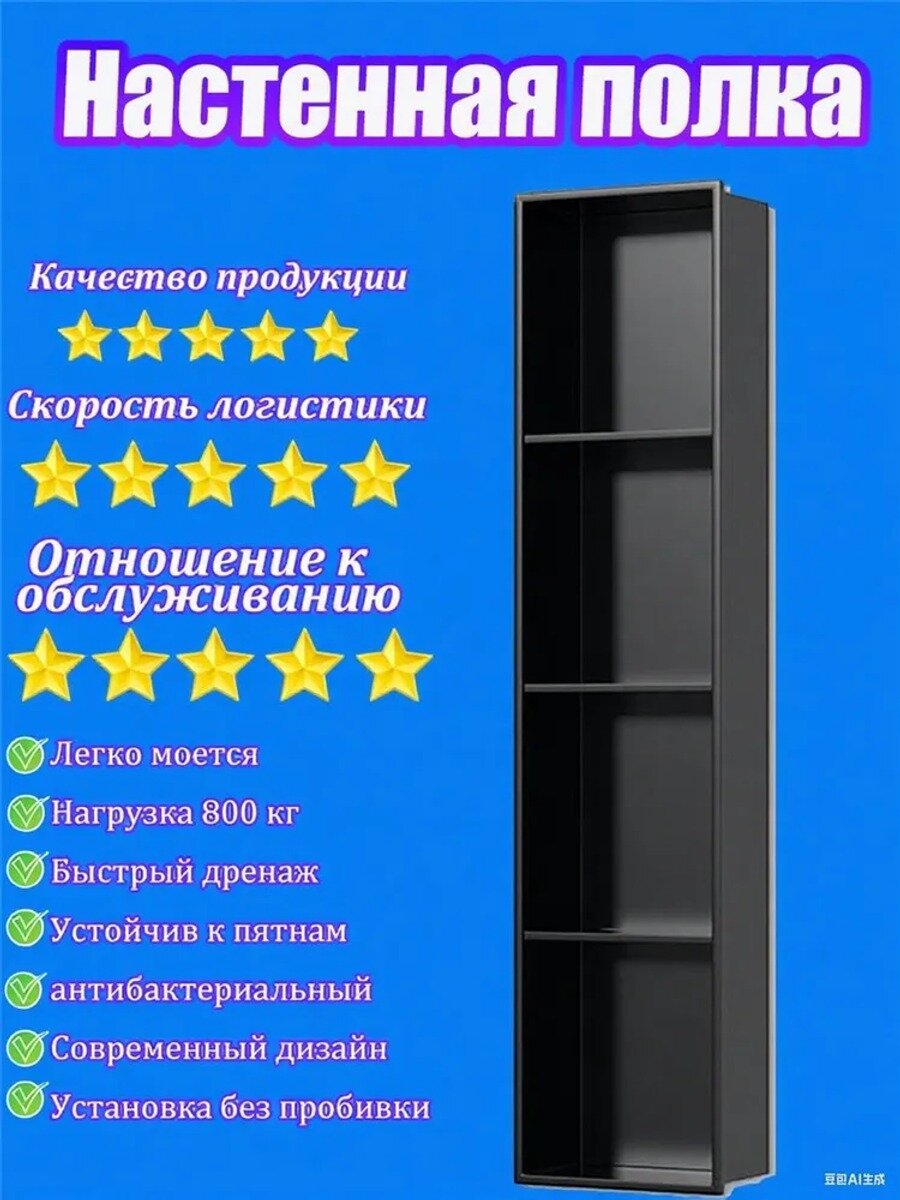 Ниша для душа из нержавеющей стали, встраиваемая, см, черная матовая